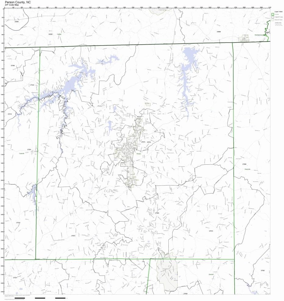 Amazon.com: Person County, North Carolina NC ZIP Code Map Not Laminated ...