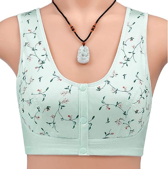 Women No Steel Ring Bralette Bra Front Button Vest Style Floral Print ...