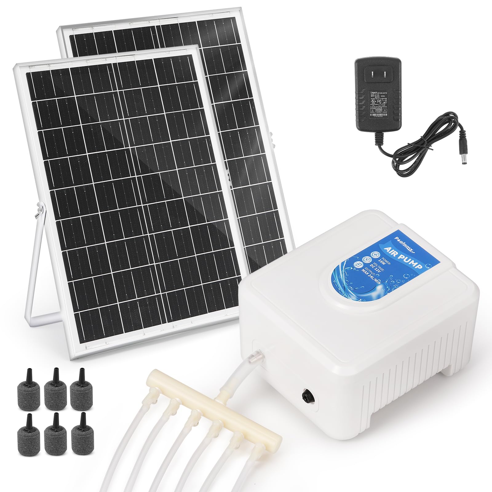Poafamx Solar Pond Aerator 380GPH, 16W Powerful Solar Air Pump with ...