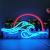 BRILLIHOOD Wave Neon Sign for Bedroom, Pink LED Neon Lights USB Powered ...