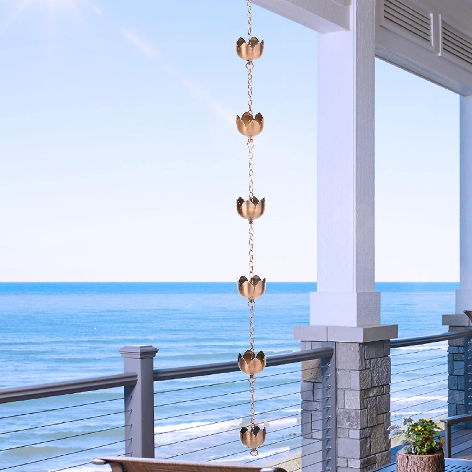 Mua taman Rain Chain Set, 5.28ft Lotus Cup Rain Chain for Gutters ...