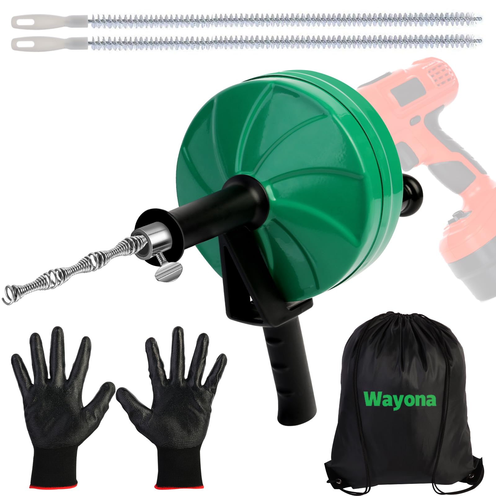 Wayona Drain Snake 35 FT, Plumbing Snake for Sink Snake Drain Hair ...