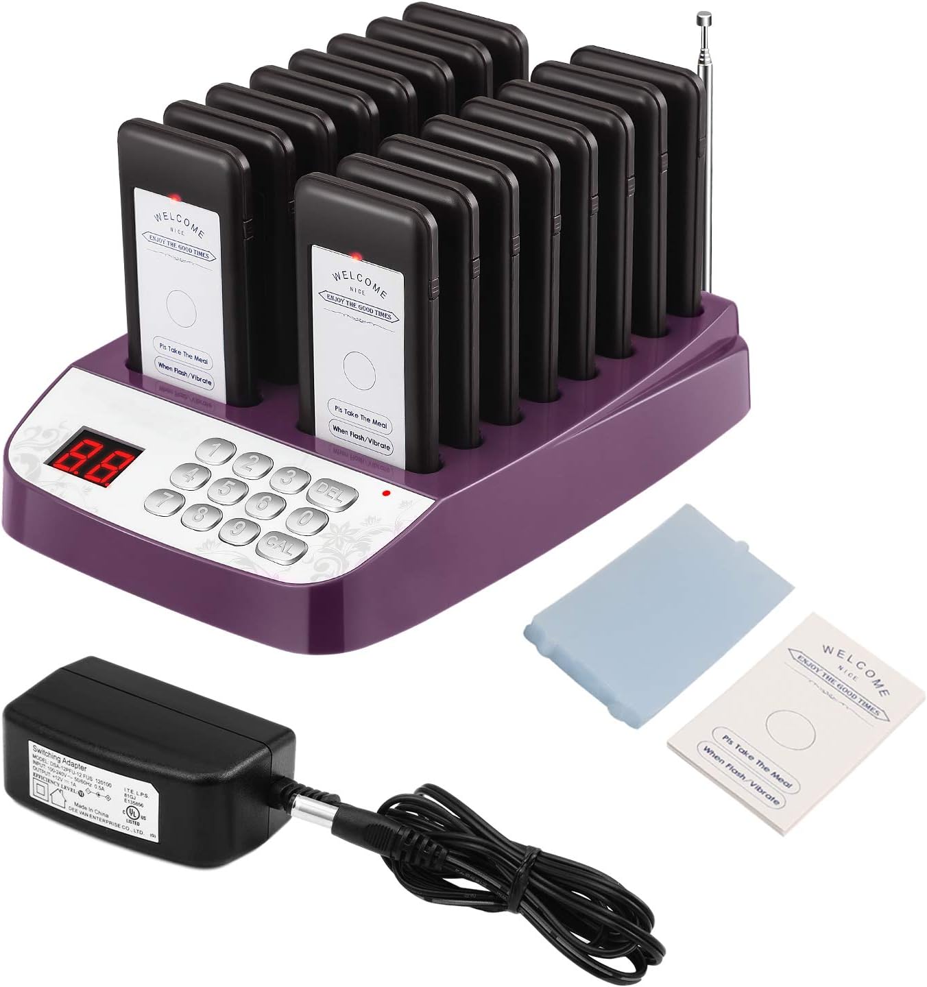 Kacsoo Wireless Calling Paging System,16 Coaster Pagers with 1 Keypad ...