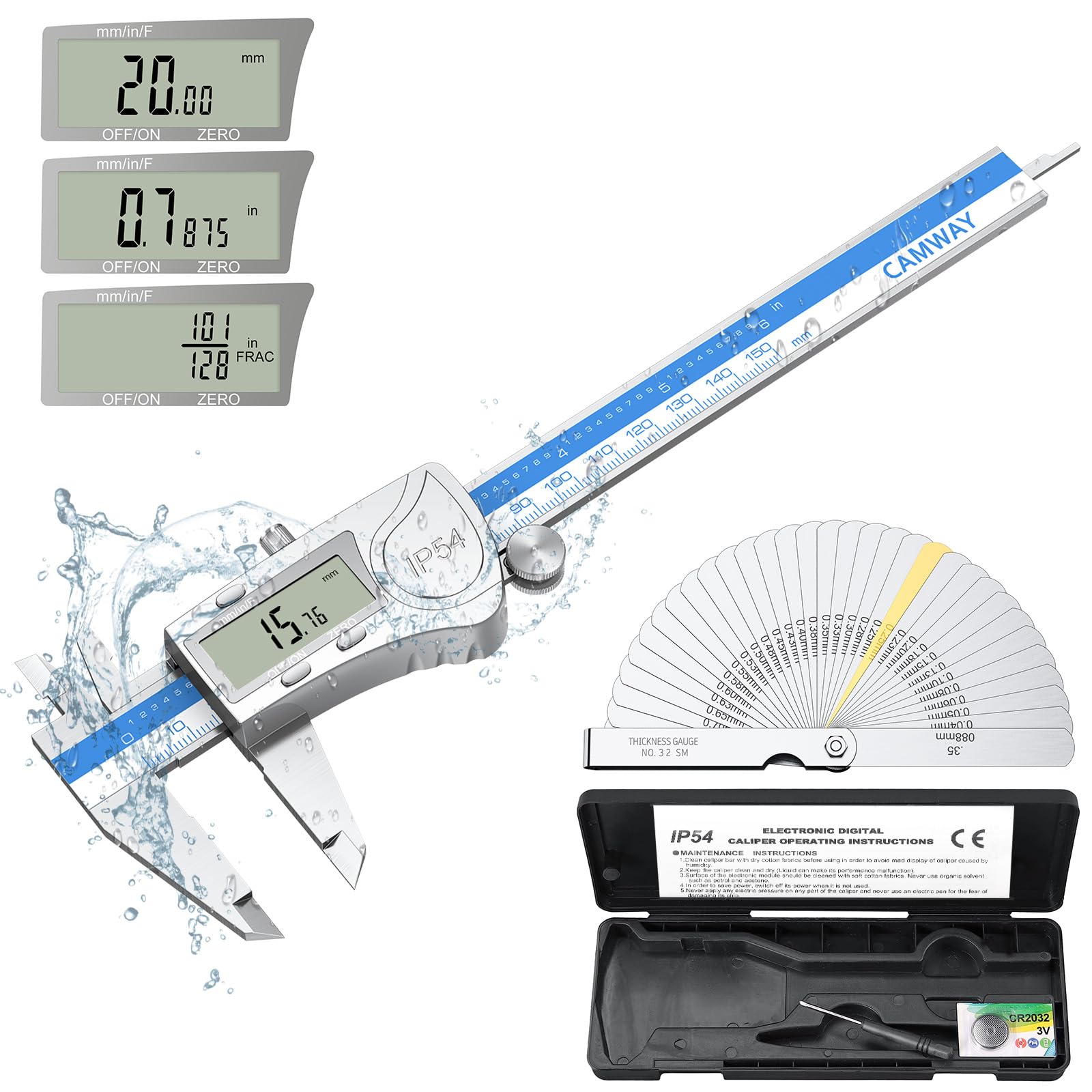Mua Digital Caliper Waterproof + 32PCS Feeler Gauge, Digital Caliper ...