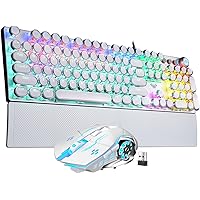 Amazon.com: AULA White Gaming Keyboard and Mouse Combo (F2088 Typewriter Style Mechanical ...