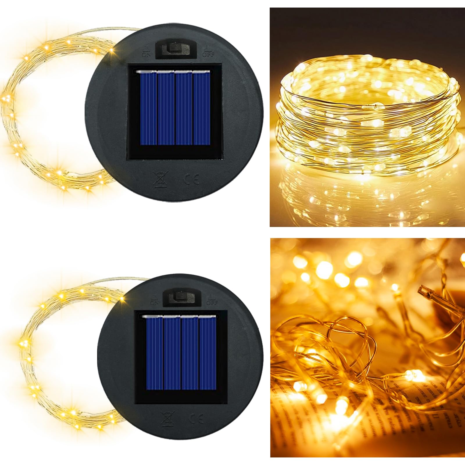 ASDFG Solar Panel Lantern Lid - Waterproof Led Garden Lights, 2 Pack ...