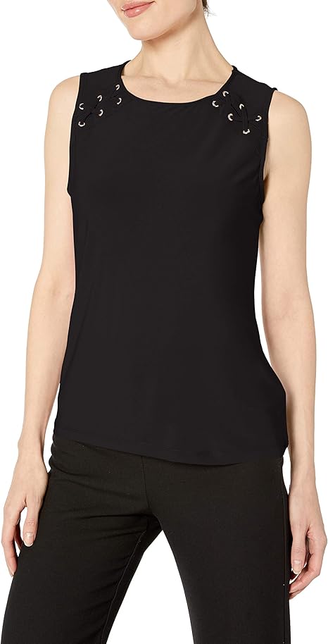 Nine West Women's Sleeveless Knit Top with Hardware Detail Blouse ...