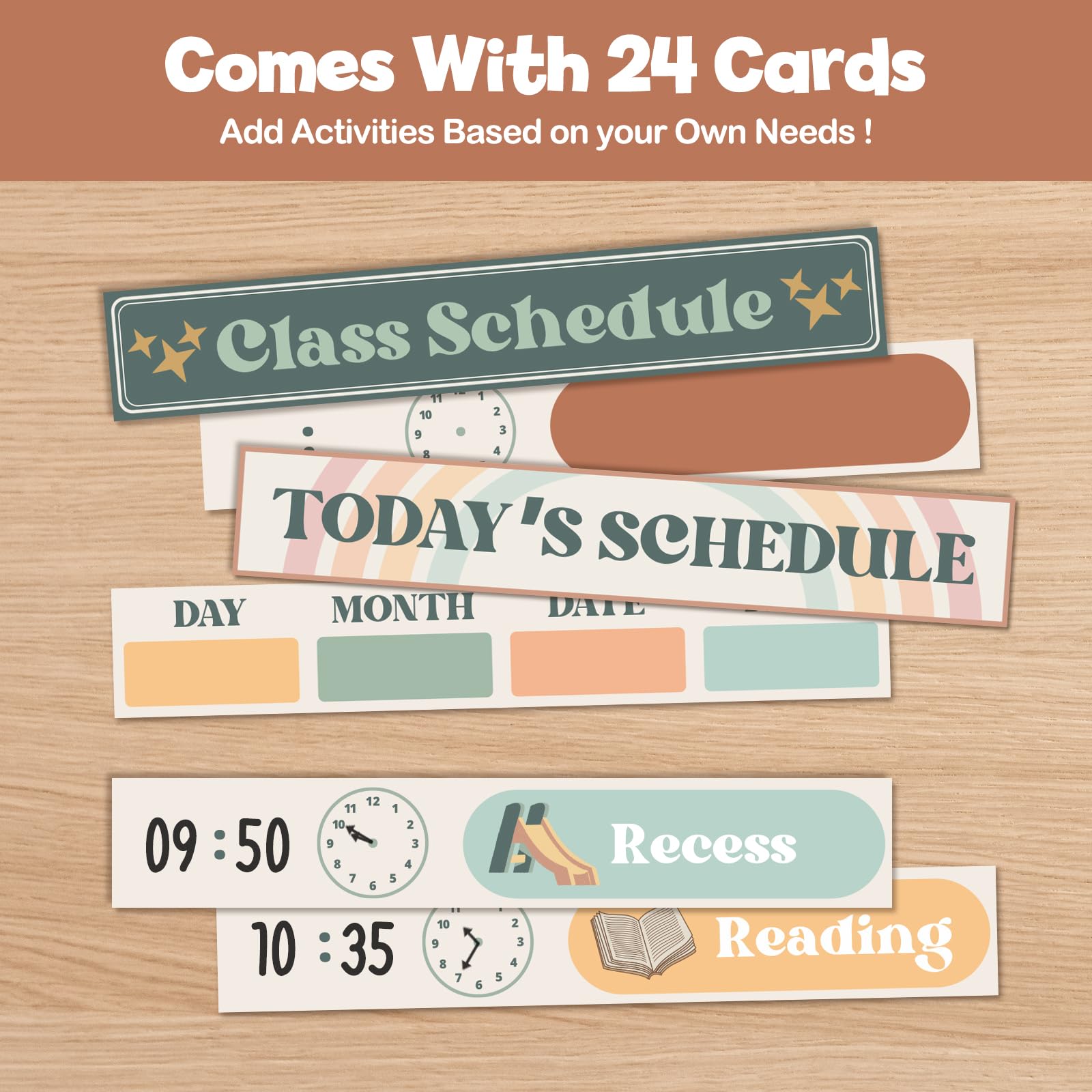 Mua Godery BOHO Daily Schedule Pocket Chart for Classroom with 24 Cards ...