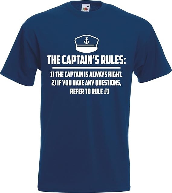 CAPTAIN RULES Funny Boat Skipper Sailing T-Shirt Gift Boating Yacht ...