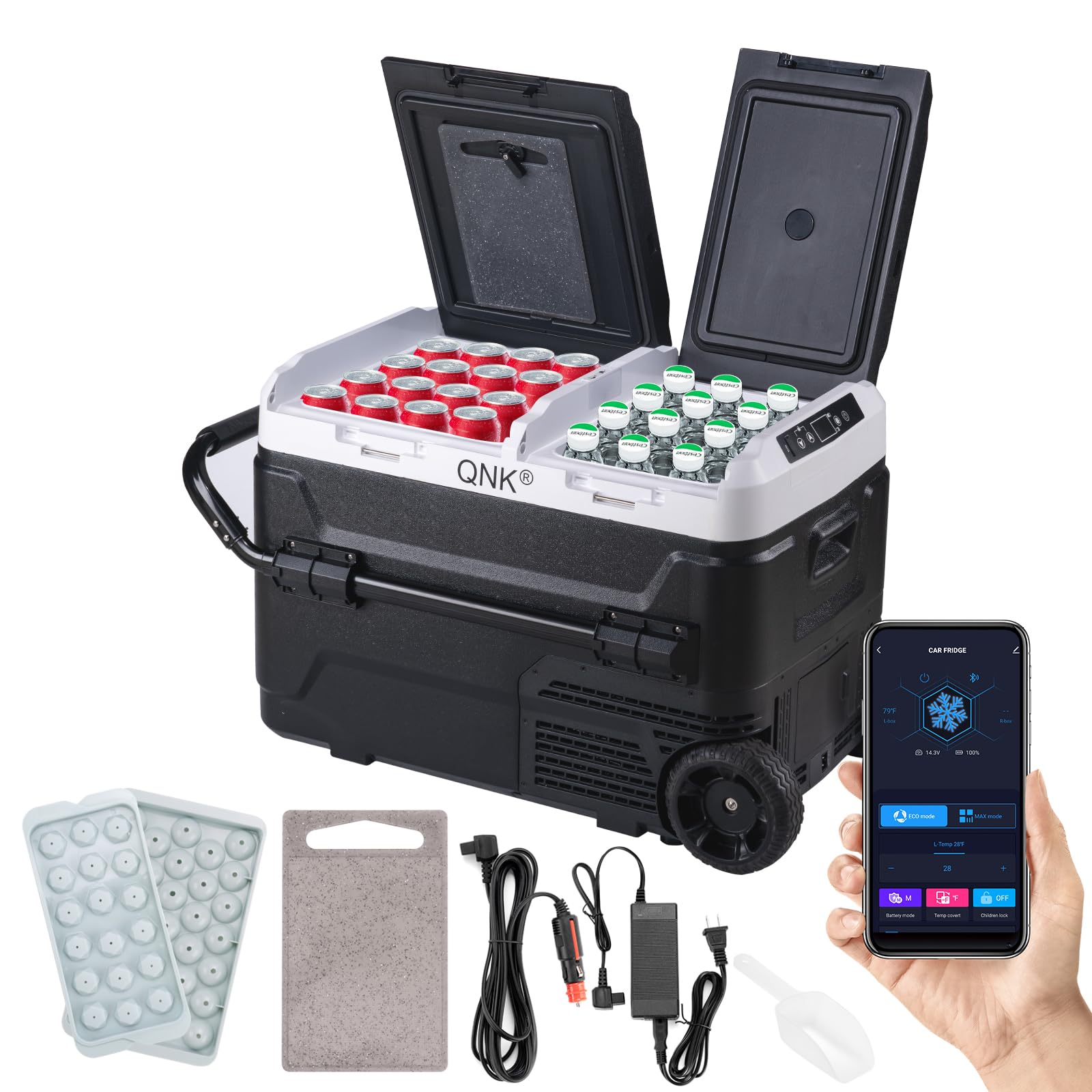 QNK 44QT(42L) Portable Car Refrigerator 12V Compressor Fridge Freezer ...