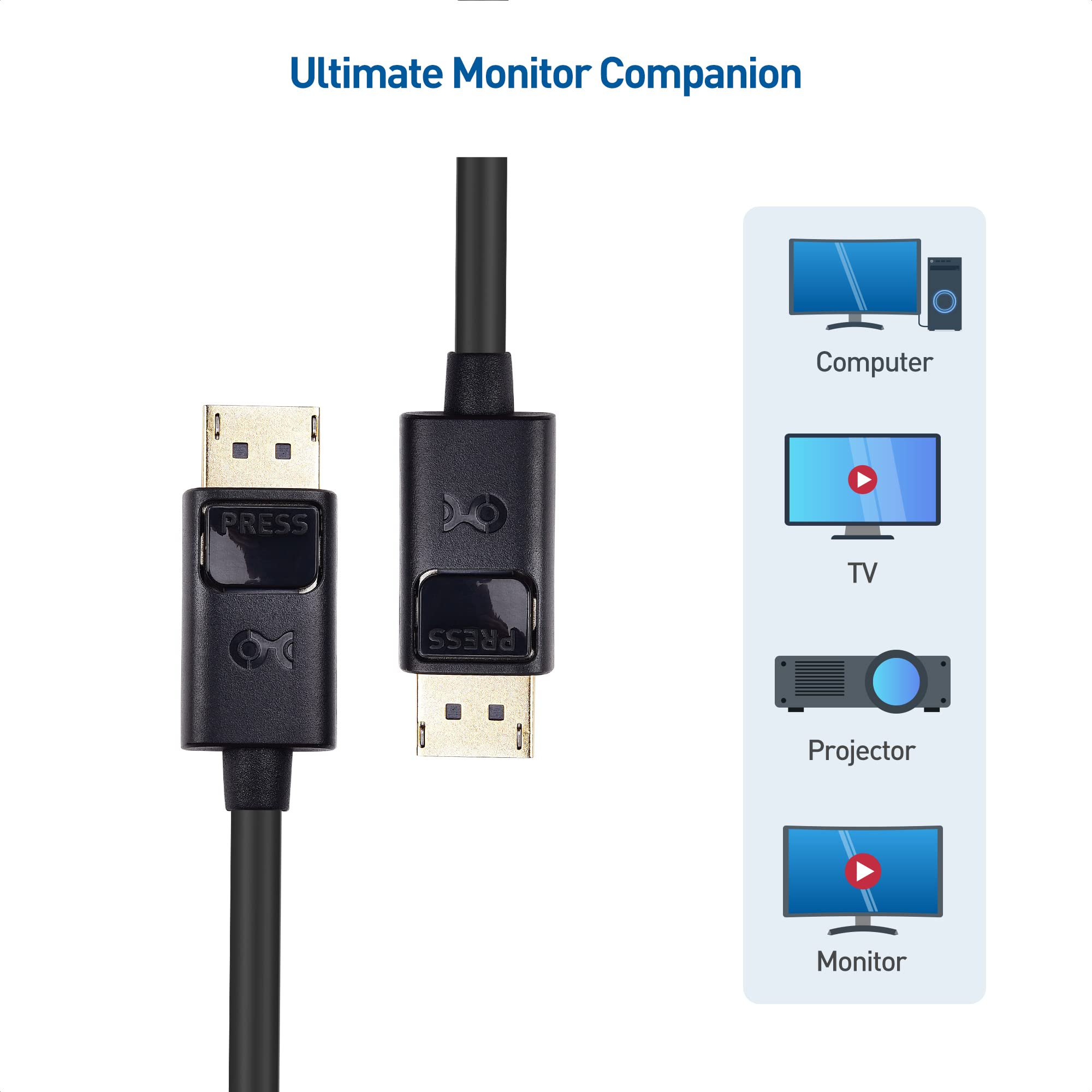 Cable Matters 4K DisplayPort To DisplayPort Cable, Computer Monitor ...