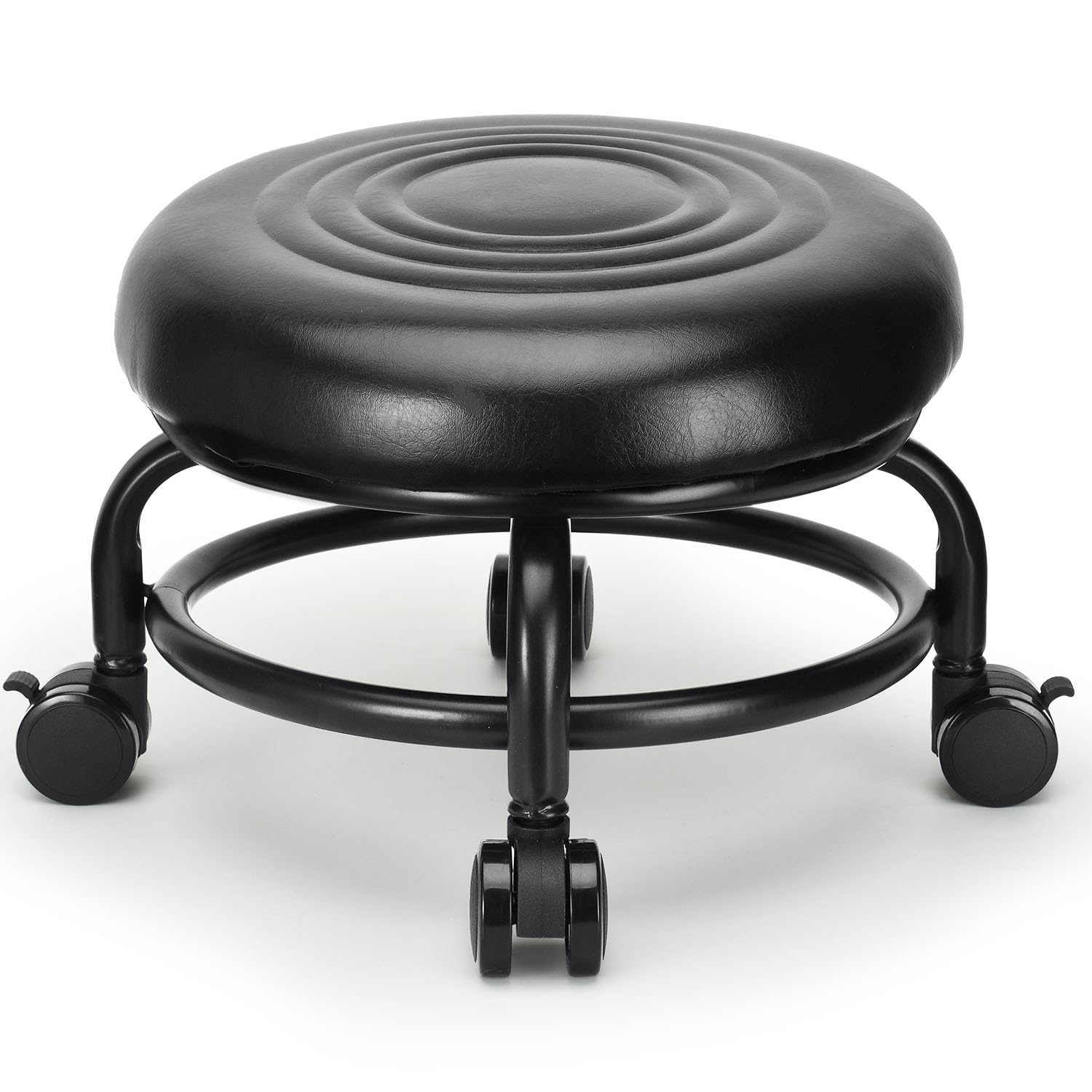 LWADALN Low Height Rolling Stool Low Roller Stool PU Leather ...