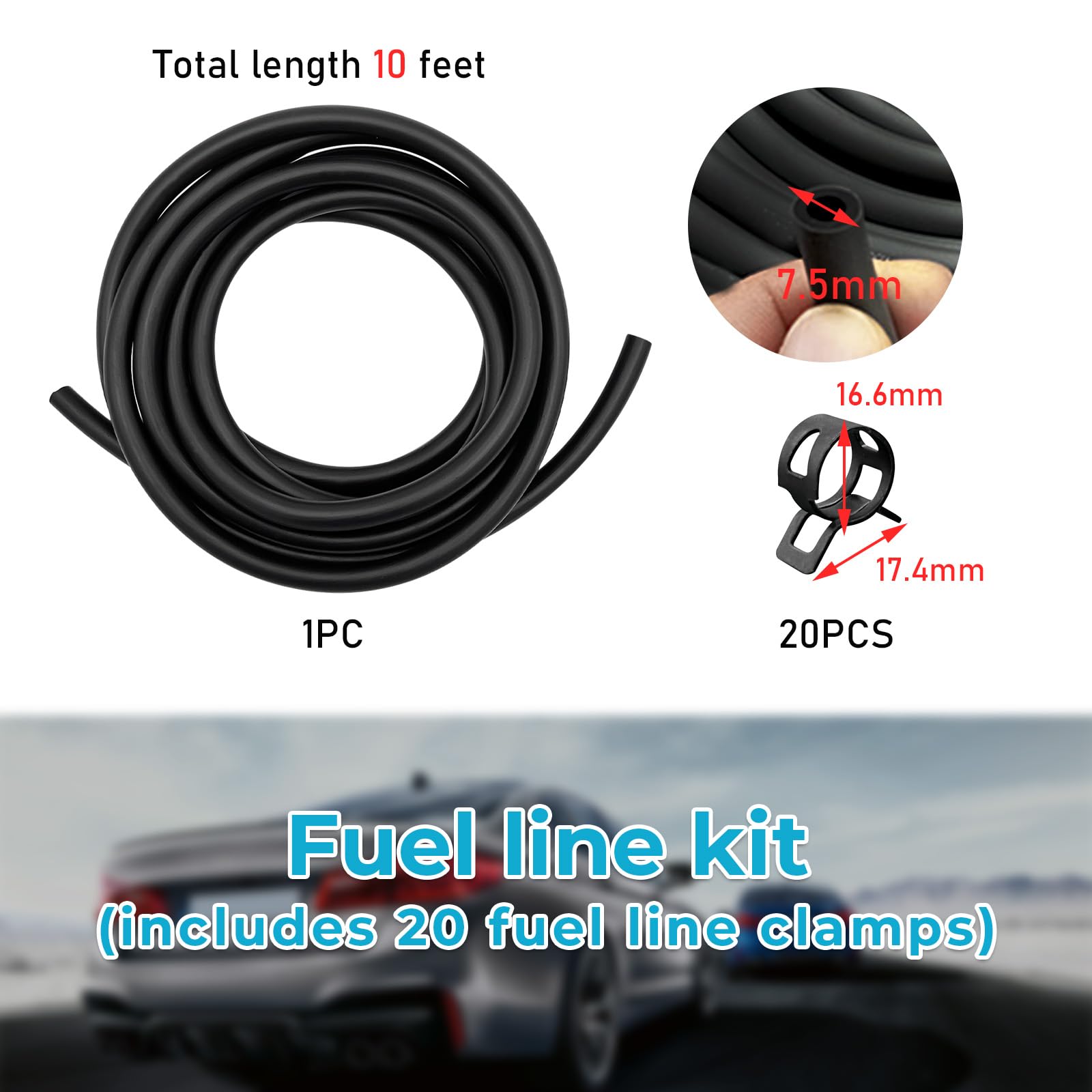Mua Augeny 10 Feet 1/4 Inch ID Fuel Line Hose with 20PCS 2/5" Hose ...