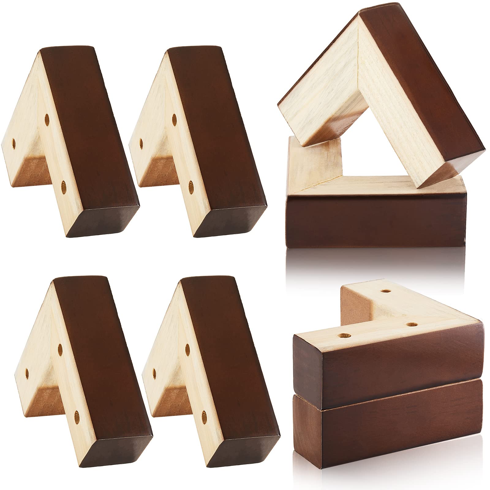 Juexica Set of 8 Wooden Bed Riser 1.8 Inch High Sofa Feet with Metal ...