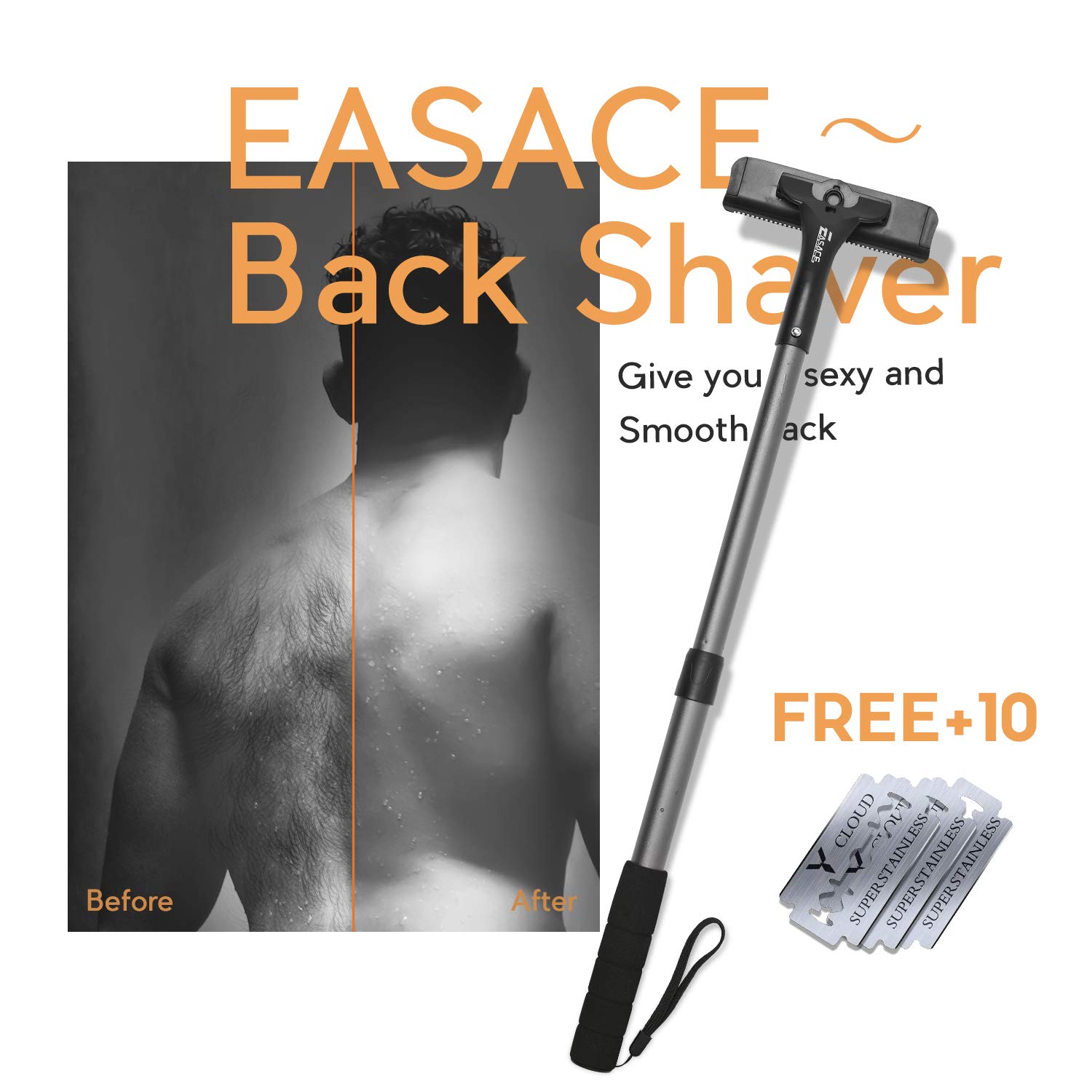 EASACE Back Shaver Back Hair Removal for Men, Back Groomer with Long ...