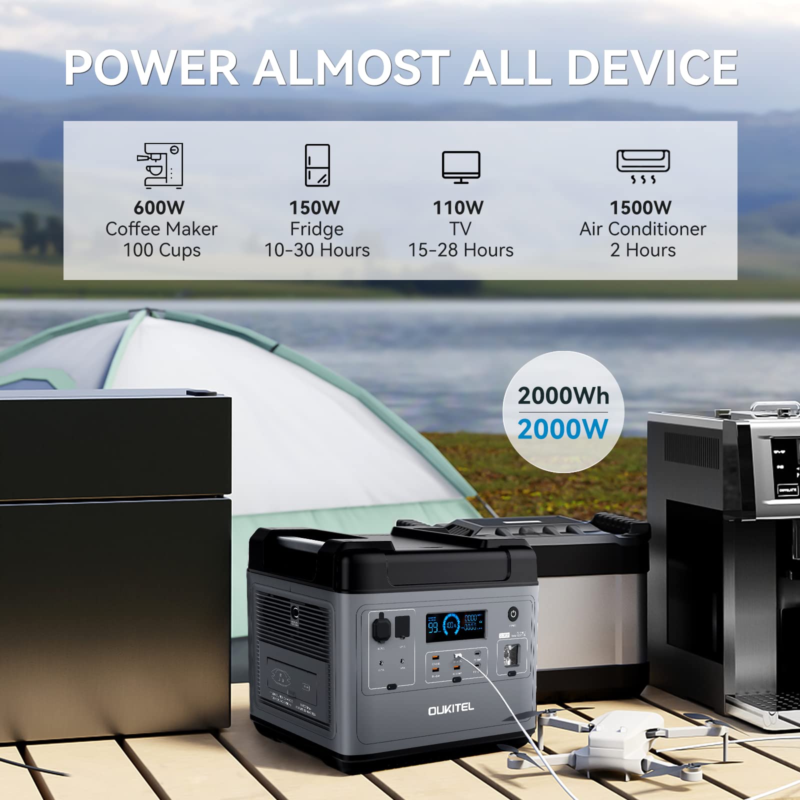 Mua OUKITEL P2001 LiFePO4 UPS Solar Generator, 2000Wh Battery Backup ...