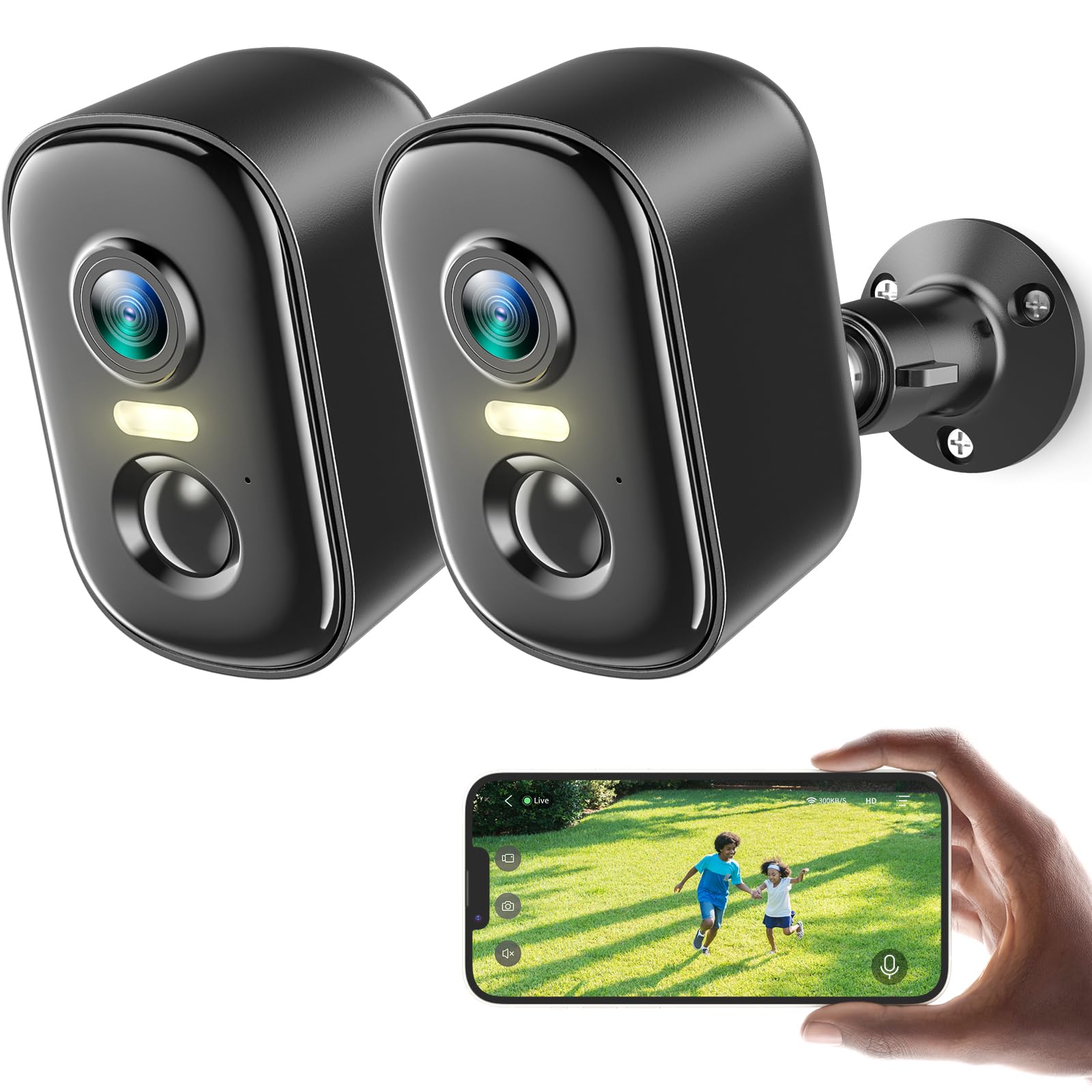 2K Security Cameras Wireless Outdoor 2 Pack Battery Powered WiFi