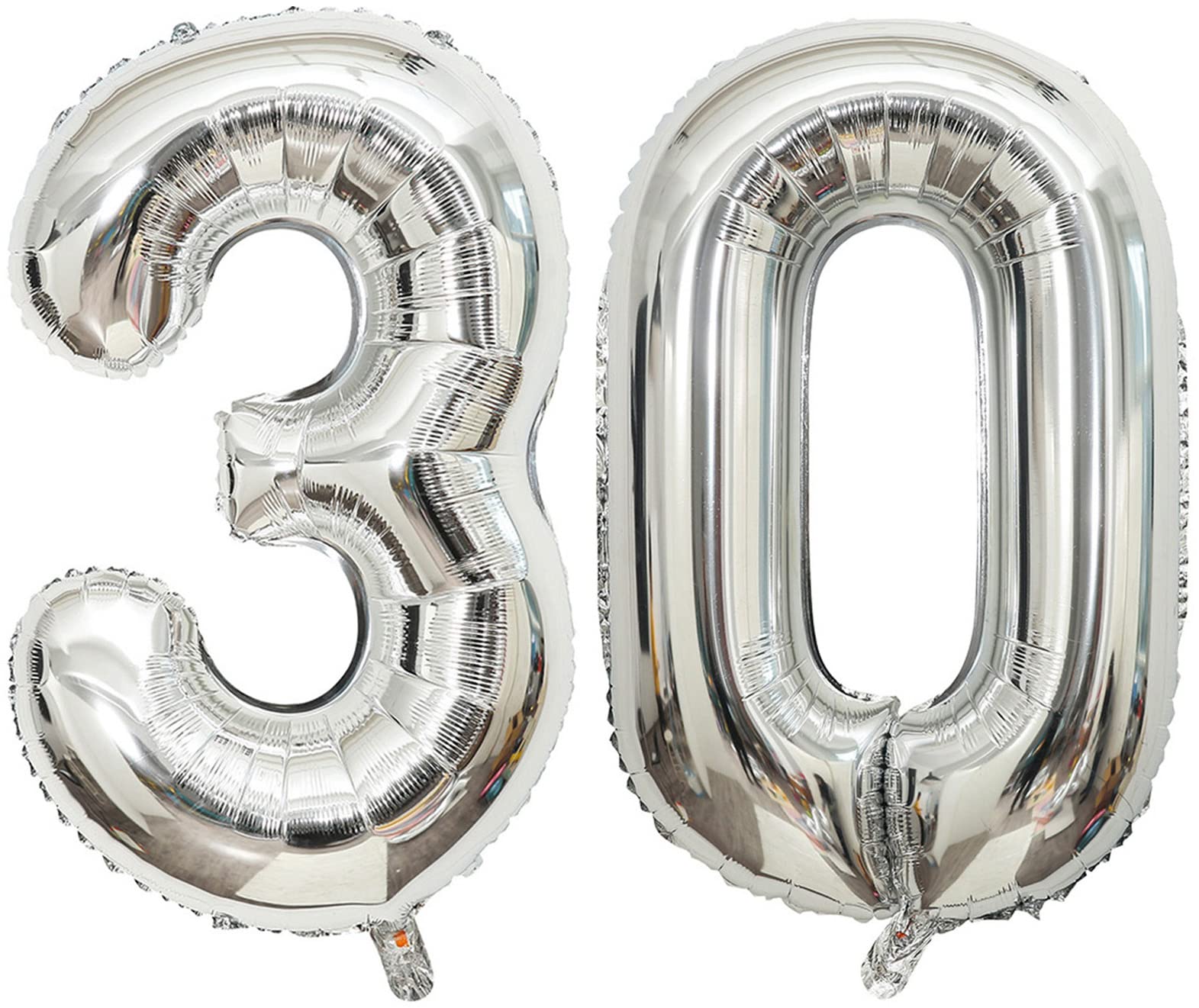 PatiCool Silver Number 30 Balloon, 40 Inch Large 30 Number Foil Mylar ...