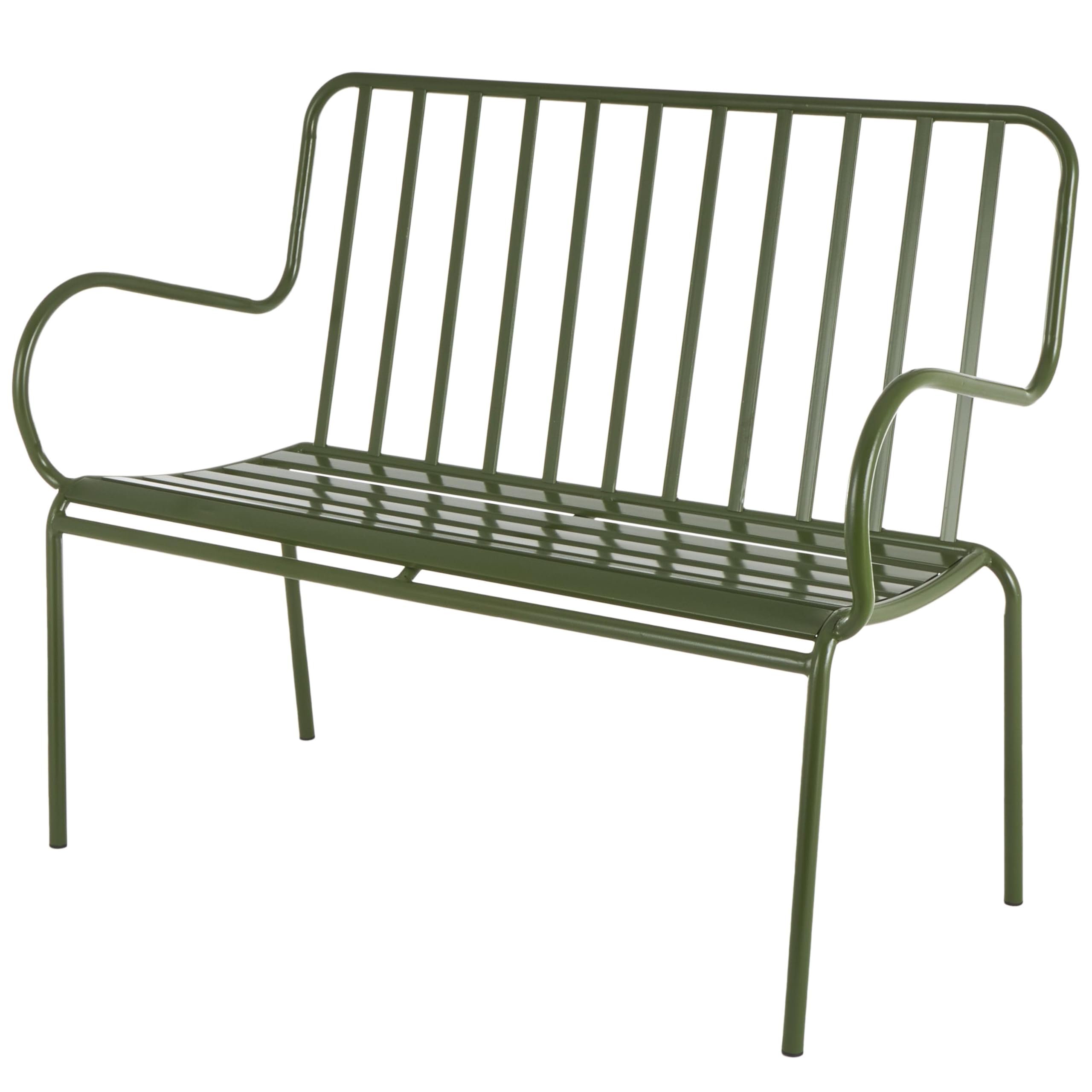 Deco 79 Metal Patio Outdoor Bench Slatted Patio Bench with Curved ...