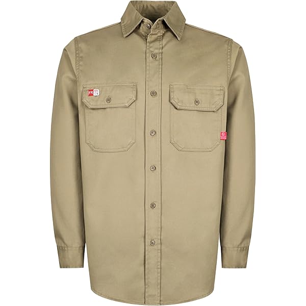 Amazon.com: Men's Flame Resistant Work Shirt,7oz FR Twill Long