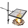 Lineslife Swivel Campfire Grill Grate, Adjustable Heavy Duty Steel Open ...