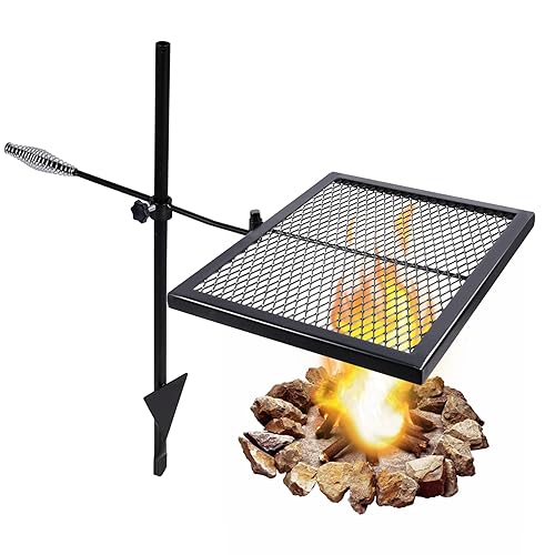 Lineslife Swivel Campfire Grill Grate, Adjustable Heavy Duty Steel Open ...