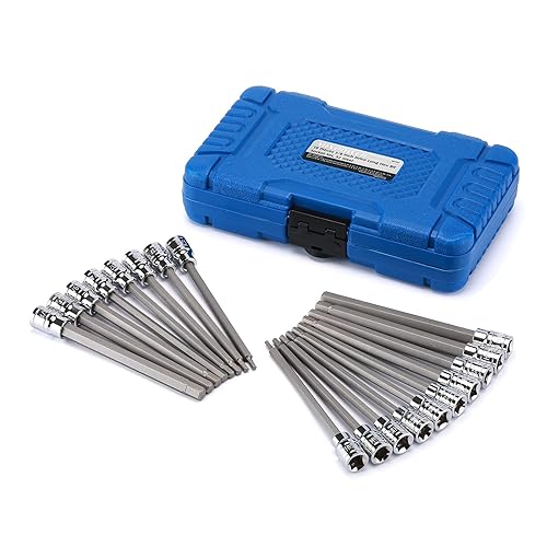 MIXPOWER 3/8" Drive Extra Deep Hex Bit Socket Set, 1/8 Inch to 3/8 Inch ...