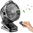 Amazon.com: Small Clip on Fan with Remote Control | 8000mAh Battery | 5 ...