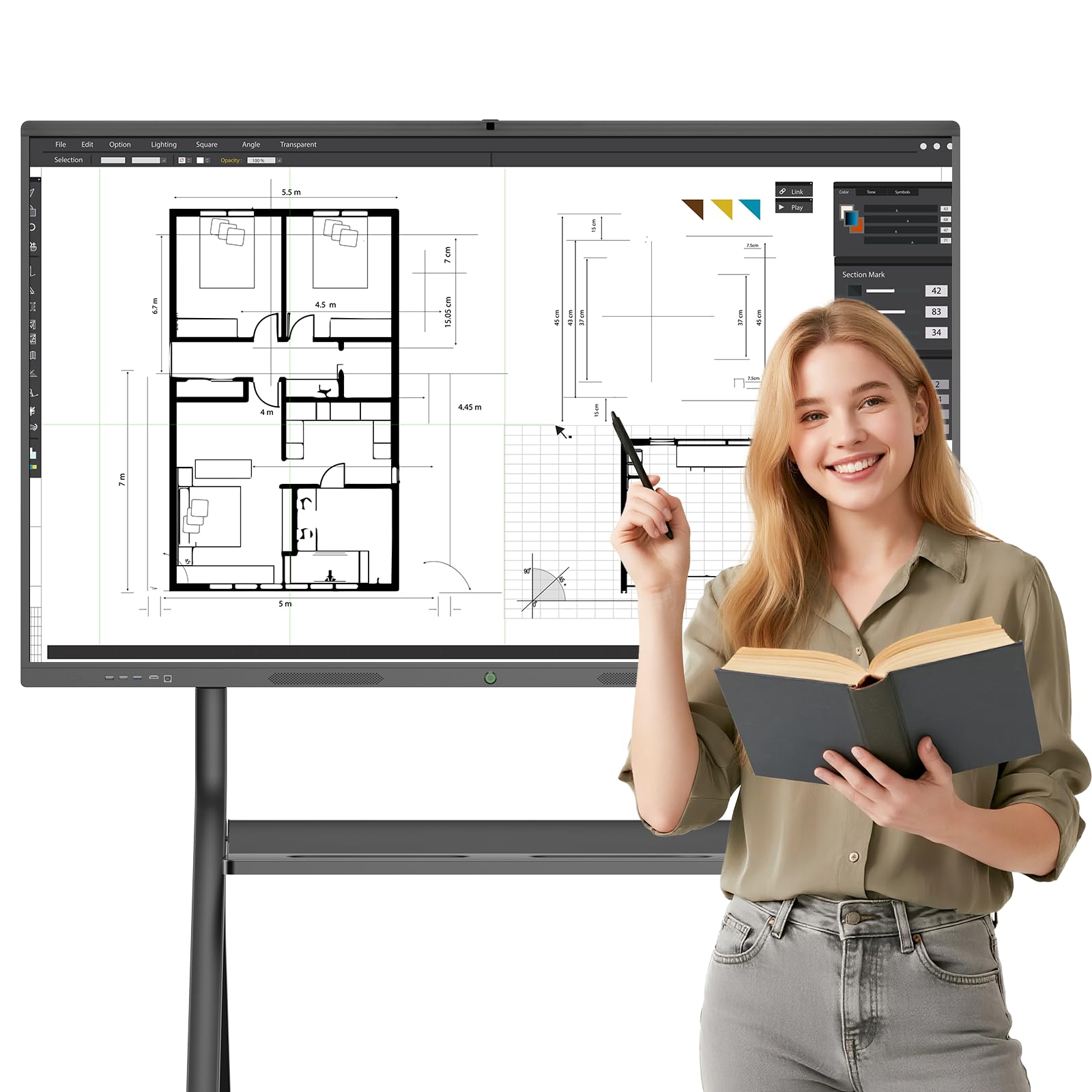 HomeTreeX 65" Smartboard 4K UHD Interactive Whiteboard for Classroom ...