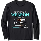 Amazon.com: Choose Your Programming Weapon Funny Computer Python Coding T-Shirt : Clothing ...