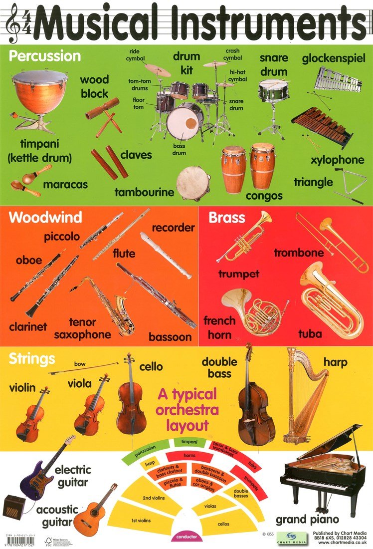 Buy Grindstore Laminated Musical Instruments Educational Children39;s ...