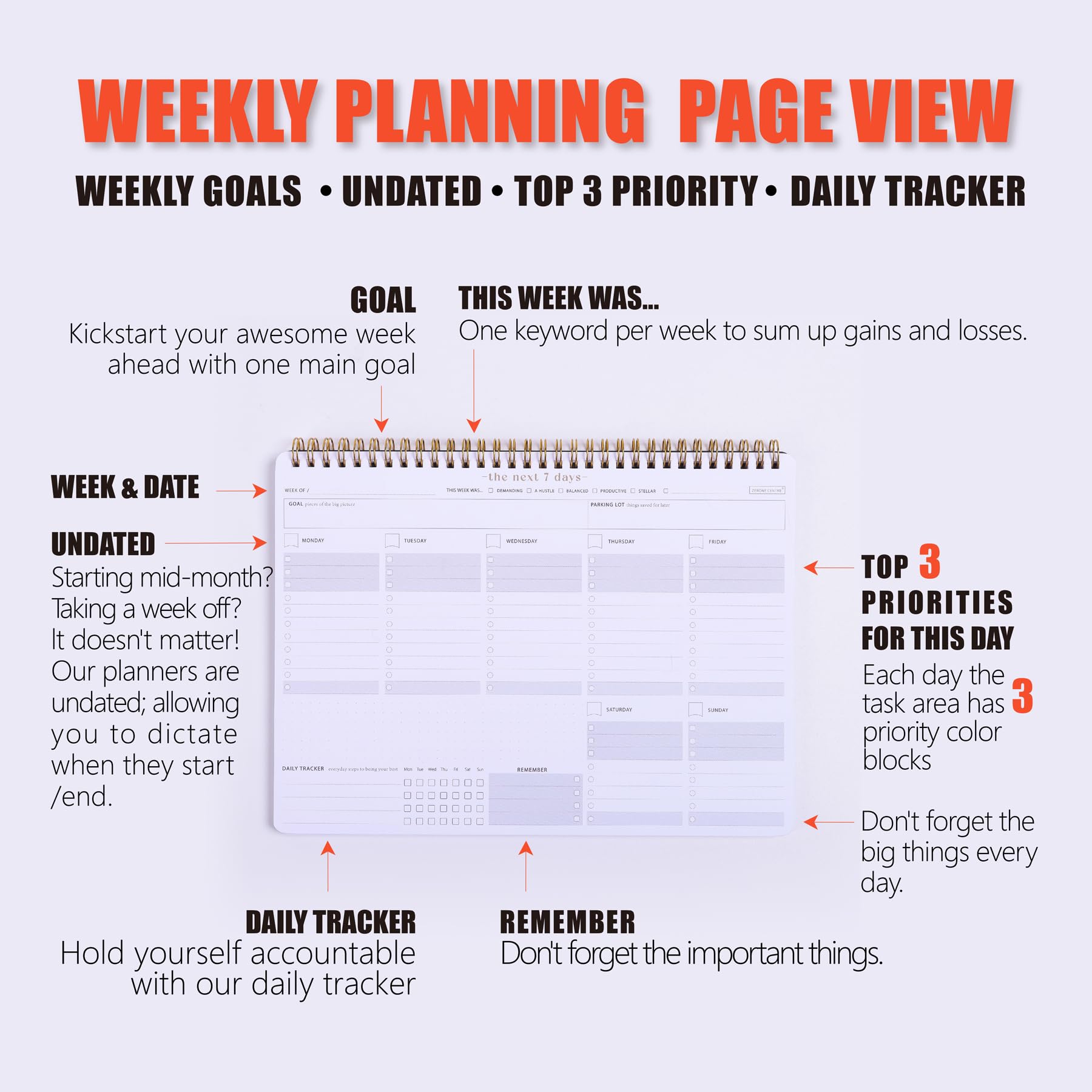 Mua Weekly Planner Notepad-Minimalist 7-Day To Do List, 54 Sheets ...