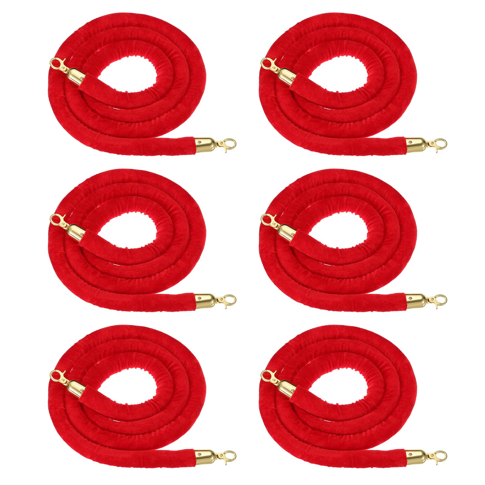 PATIKIL 6 Pack Red Velvet Stanchion Ropes, 8 Ft Crowd Control Ropes ...