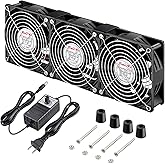 Amazon.com: Wathai Dual Ball 3 x 120mm Computer Fan with AC Plug DC 12V ...