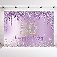 Amazon.com : INRUI Purple Happy 50th Birthday Photography Background Girls Sweet Fifty Years Old ...