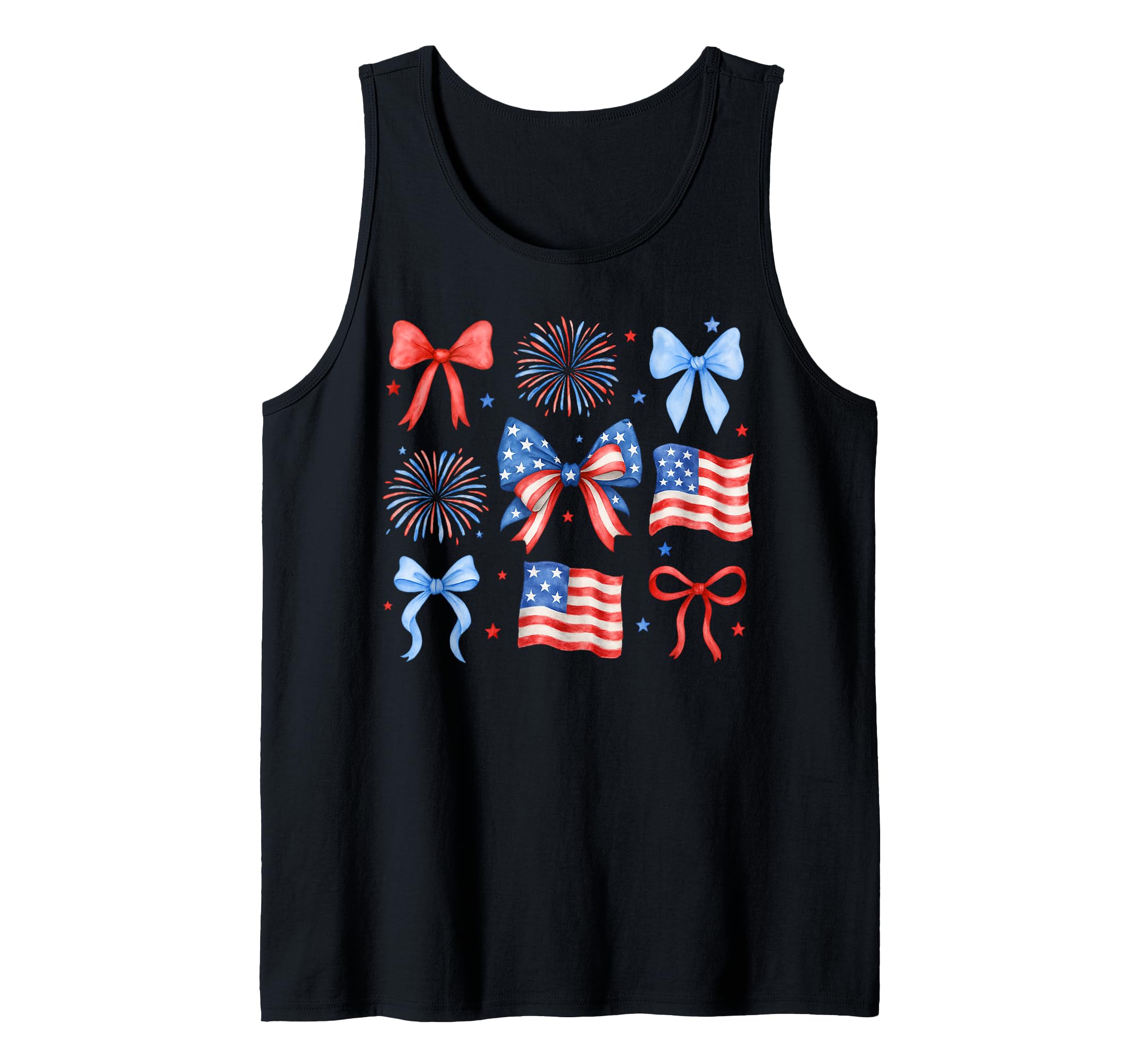 Retro USA Flag Coquette Bow 4th Of July Fireworks Patriotic Tank Top ...