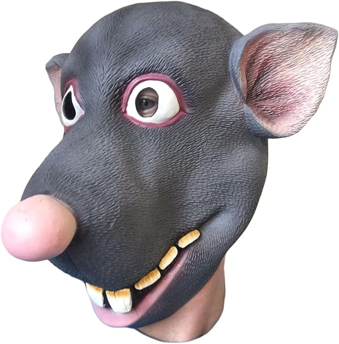 Rubber Johnnies Funny Rat Mask , One Size , Hand Painted Grey , Adult ...