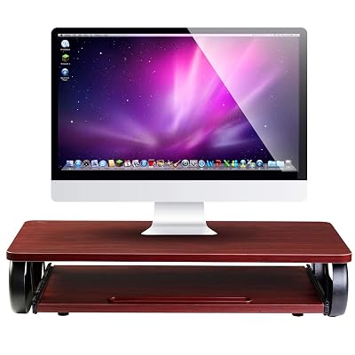 Buy Executive Monitor Stand Computer Riser with Mouse & Keyboard Tray ...