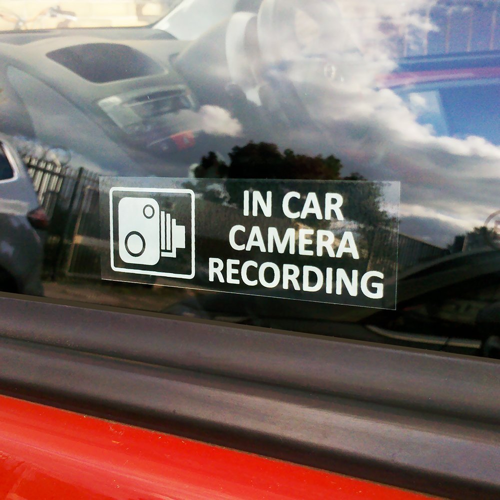 PACK OF 5 IN CAR CAMERA RECORDING SIGNS, CCTV SECURITY STICKERS FOR ...