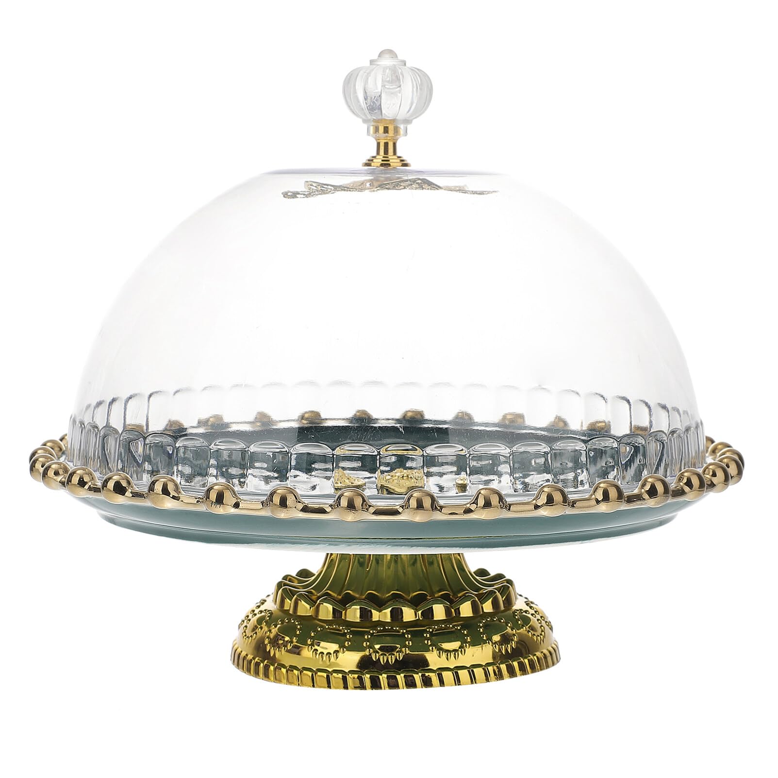 Ipetboom Desk Topper Ceramic Cake Stand with Dome Cover Glass Domed ...