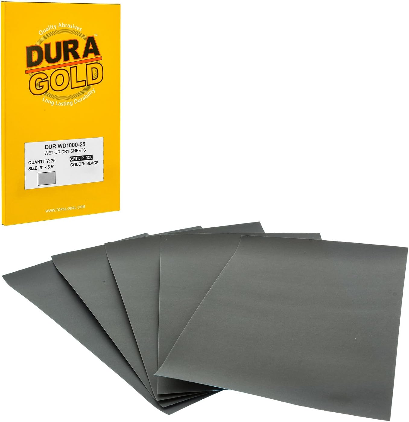 DURA-GOLD 1000 Grit 5-1/2"x9 Wet or Dry Sand Sandpaper, Sanders ...