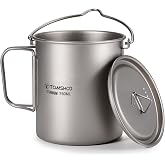 Amazon.com: TOMSHOO Titanium Mug 650ml/22 oz Camping Pot with Lid ...