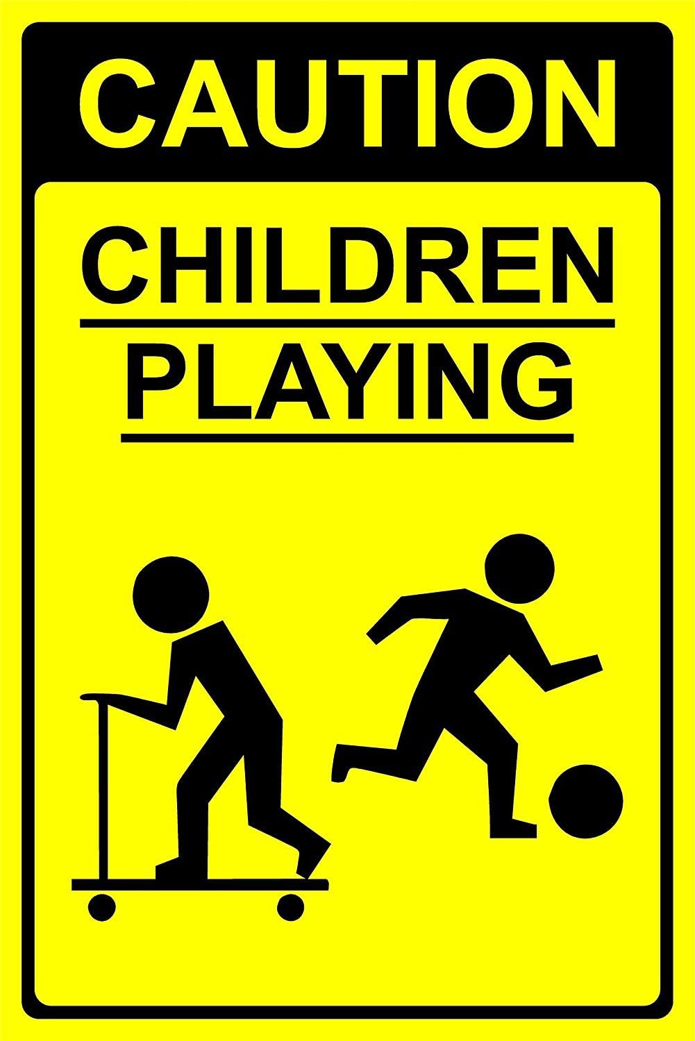 Caution Children Playing Sign - 1.2mm rigid plastic 600mm x 400mm ...