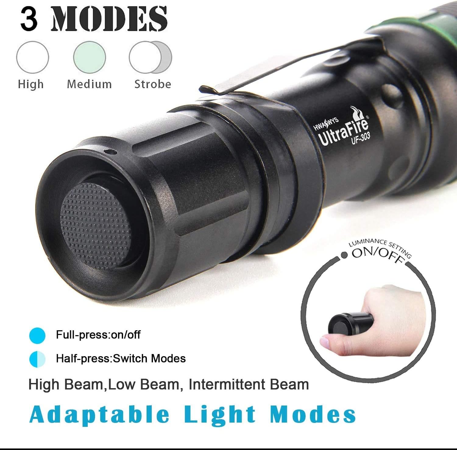 UltraFire 2 Pack 11-Inch Signal Traffic Wand LED Flashlight 3 Modes 250 ...
