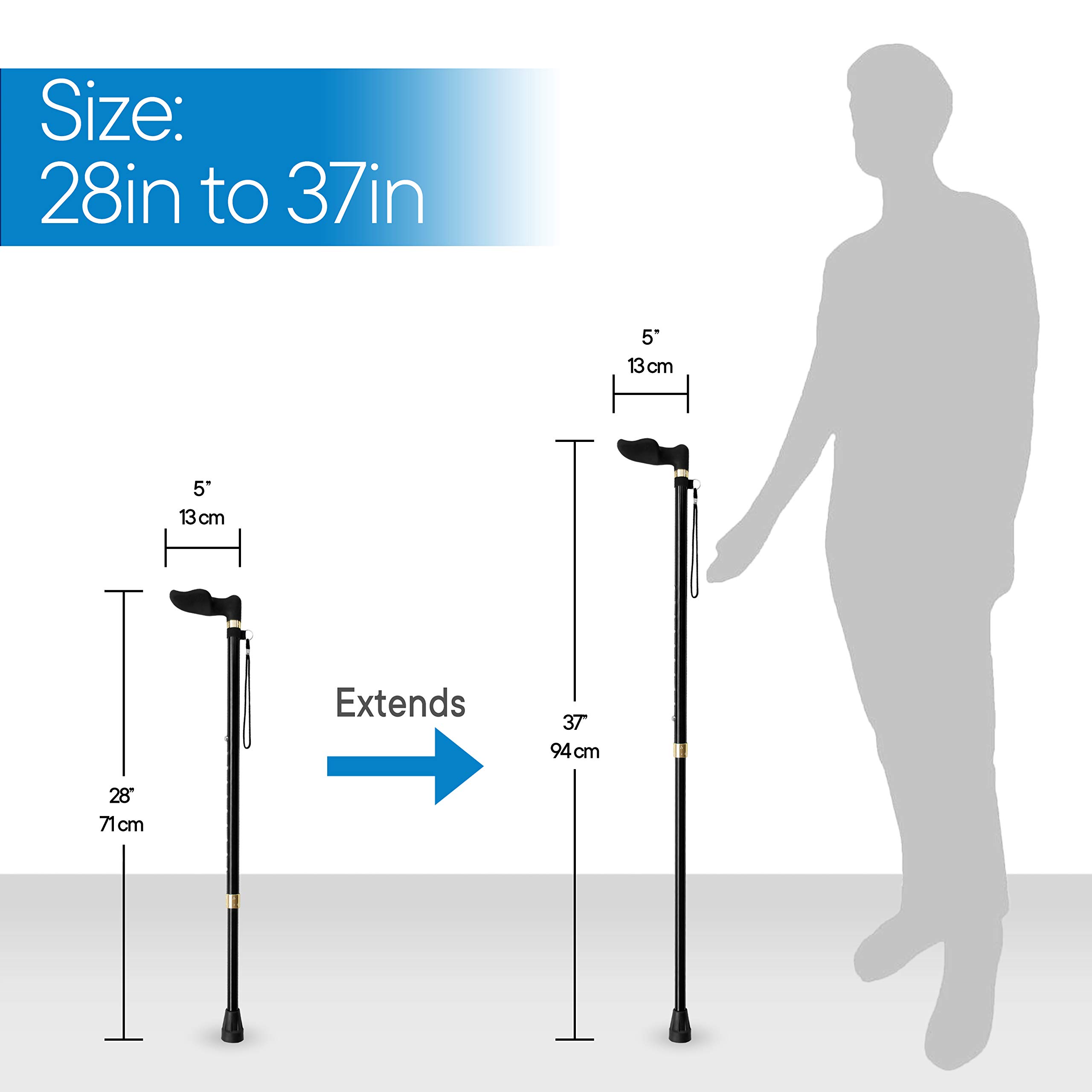 RMS Walking Cane with Palm Grip Orthopedic Handle for Left Hand ...