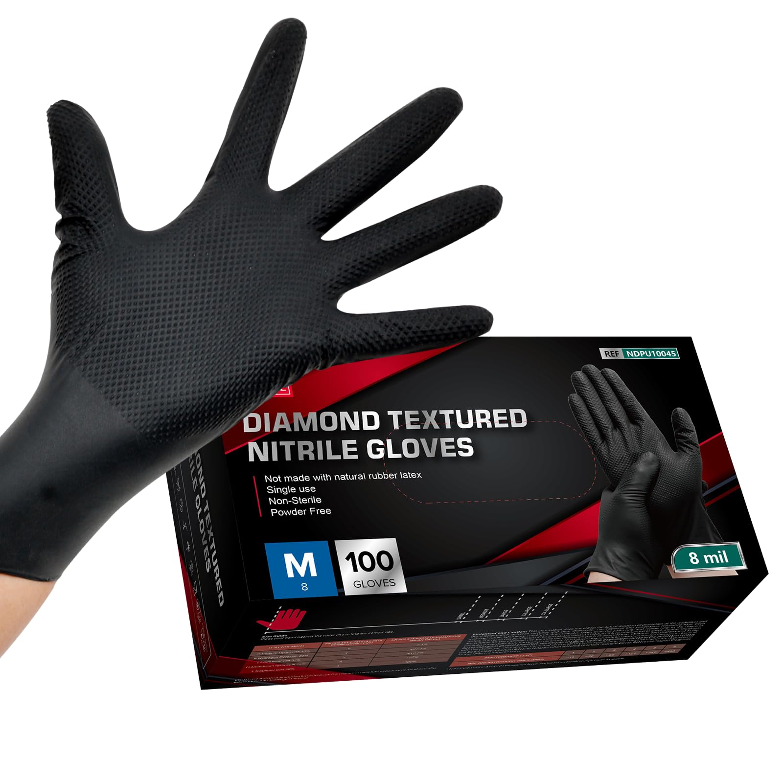 Jointown Basic Heavy Duty Nitrile Gloves, 8 Mil Black Mechanic ...