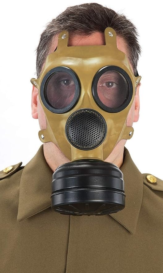Mens Adult WW2 Green Gas Mask Halloween Fancy Dress Costume Accessory ...