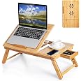 Amazon.com: Giantex Bamboo Laptop Desk, Height Adjustable Lap Tray with ...