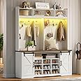 Amazon.com: 58" Farmhouse Hall Tree with Bench and Shoe Storage, 5-in-1 ...