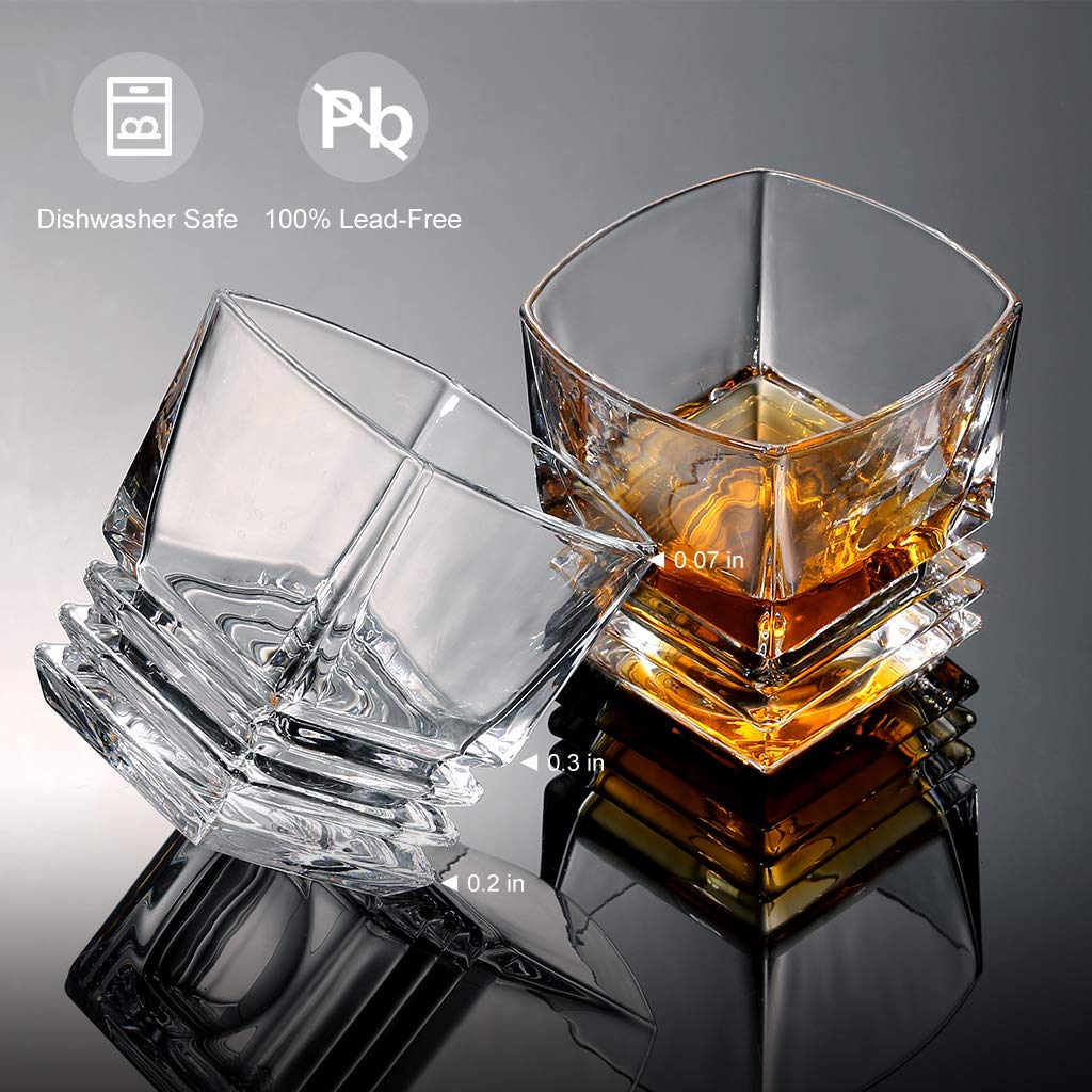LANGRIA Crystal Whiskey Glasses, Set of 2 Scotch Lead-Free Glasses, 10 ...